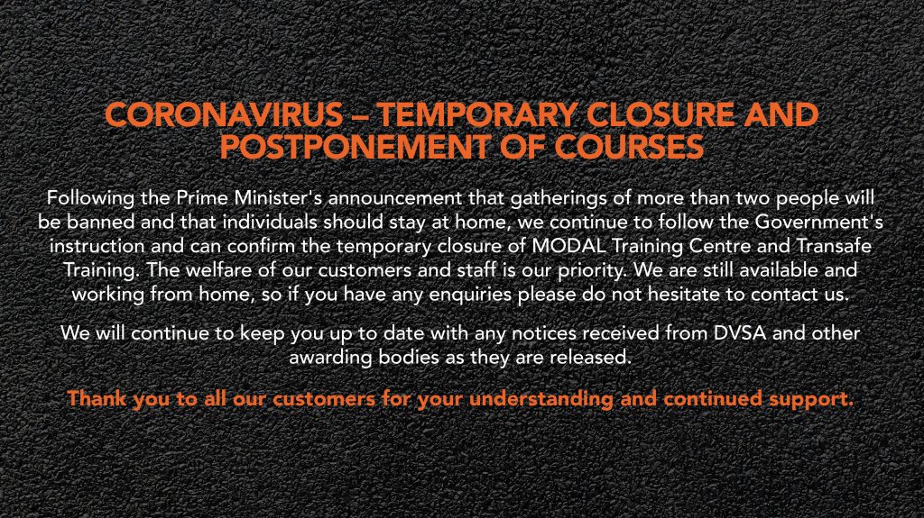 Temporary Closure - Transafe Training